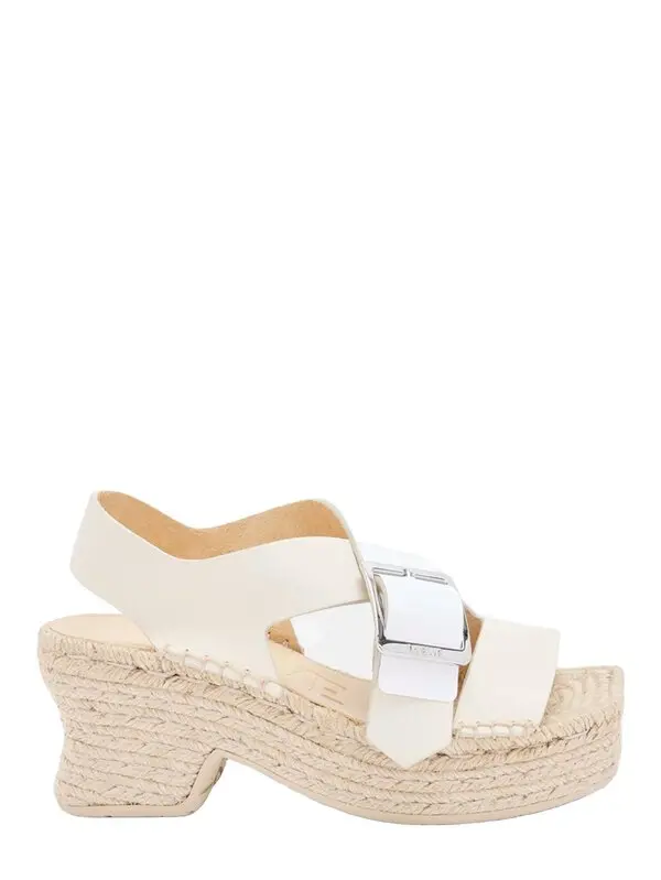 Loewe Petal Leather Platform Espadrille Sandals - White