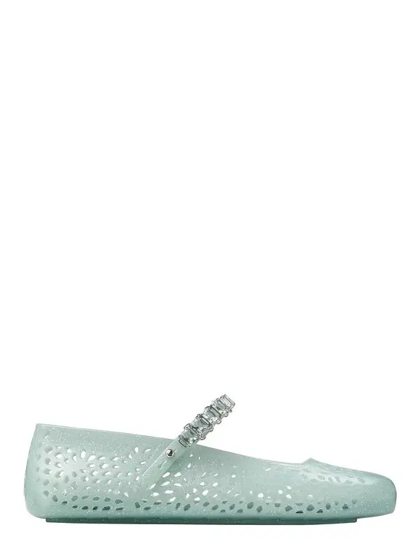 JIMMY CHOO Jelly Ballerina Flats With Crystal Embellishment - Light Verde/silver Mix/light Verde