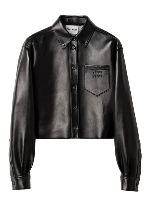 Miu Miu Plongé Nappa Leather Shirt - Black