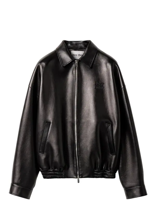 Miu Miu Plongé Nappa Leather Jacket - Black