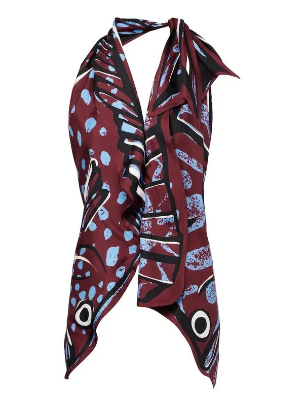 Bottega Veneta Printed Halterneck Silk Twill Top - Multicoloured