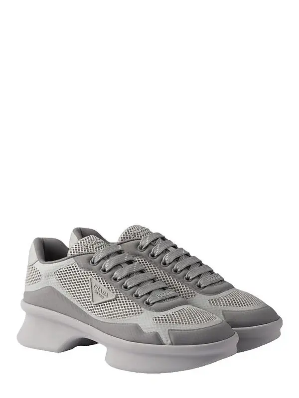 Prada Re-nylon And Mesh Fabric Sneakers - Grey