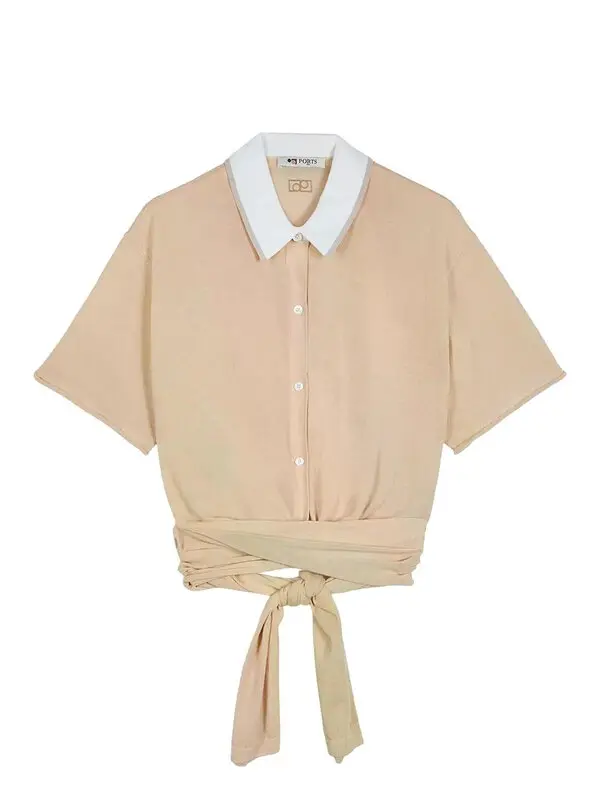 Ports 1961 Wrap Polo Top - Neutrals