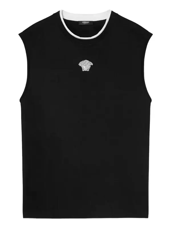 Versace Medusa-embroidered Tank Top - Black