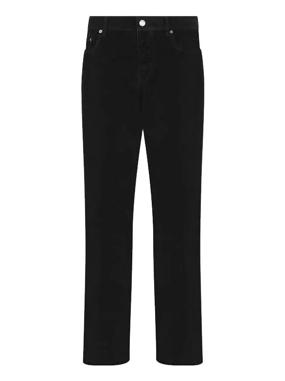 Saint Laurent Corduroy Wide Leg Jeans - Deep Faded Black