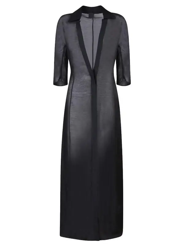 Givenchy Long Kaftan In Silk And Linen Blend - Black