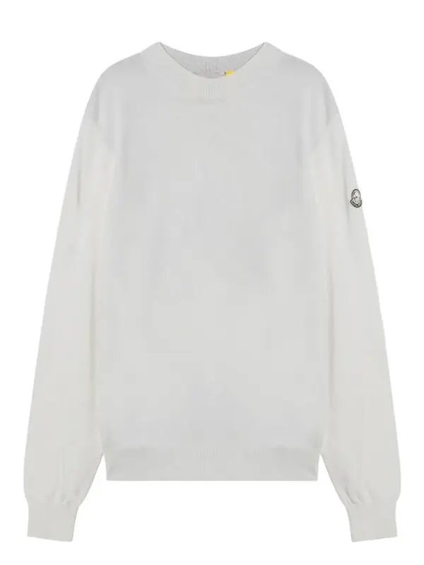 Moncler Crew Neck Jumper With Logo Print - Grey