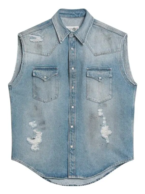 MAISON MARGIELA Faded Denim Vest - Blue