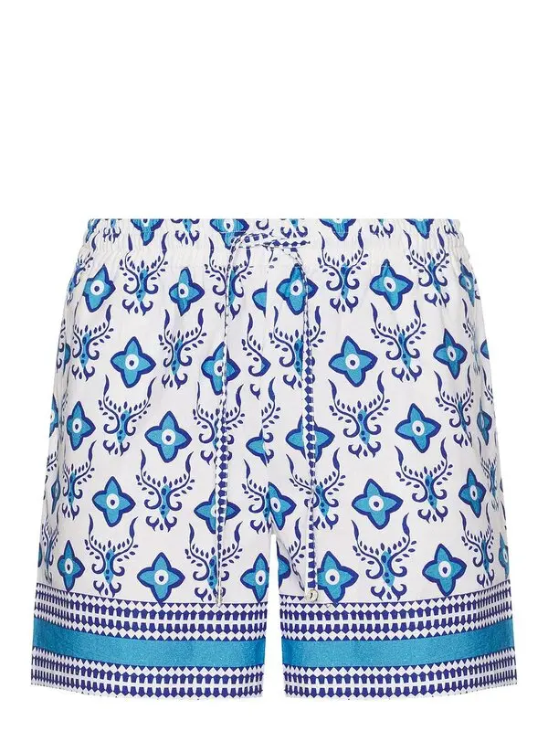 HARAGO Block Printed Shorts - White