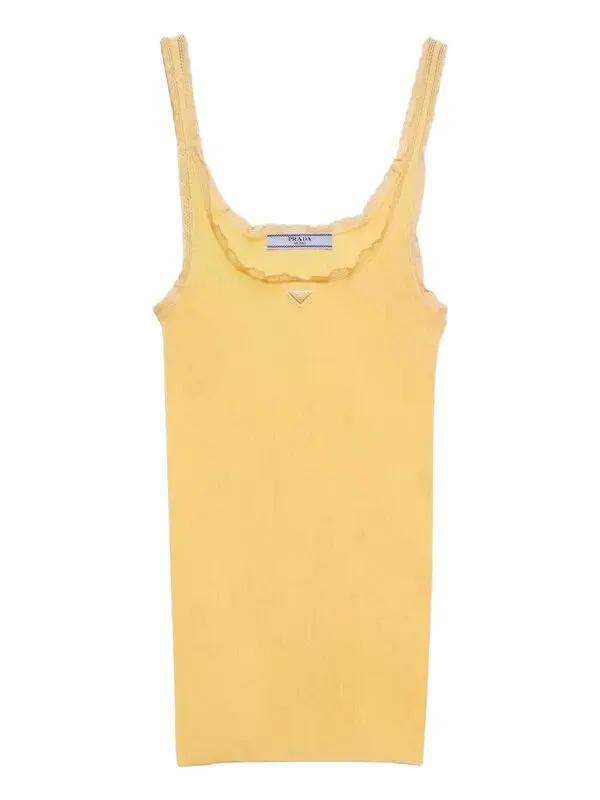Prada Ribbed Cotton Top - Yellow