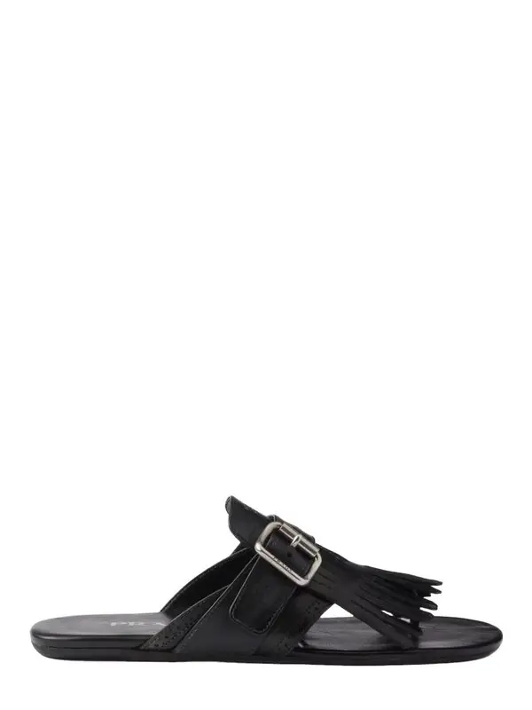 Prada Shuffle Leather Thong Sandals - Black