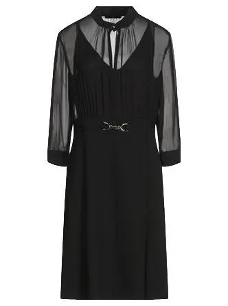 SEVENTY VENEZIA Midi Dress With Mandarin Collar - Black