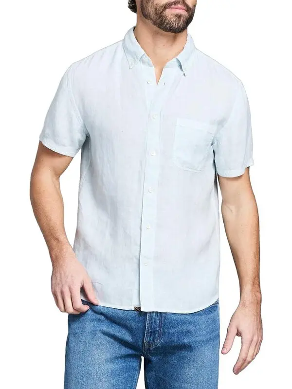 Billy Reid Tuscumbia Short Sleeve Linen Button-down Shirt - Air Blue