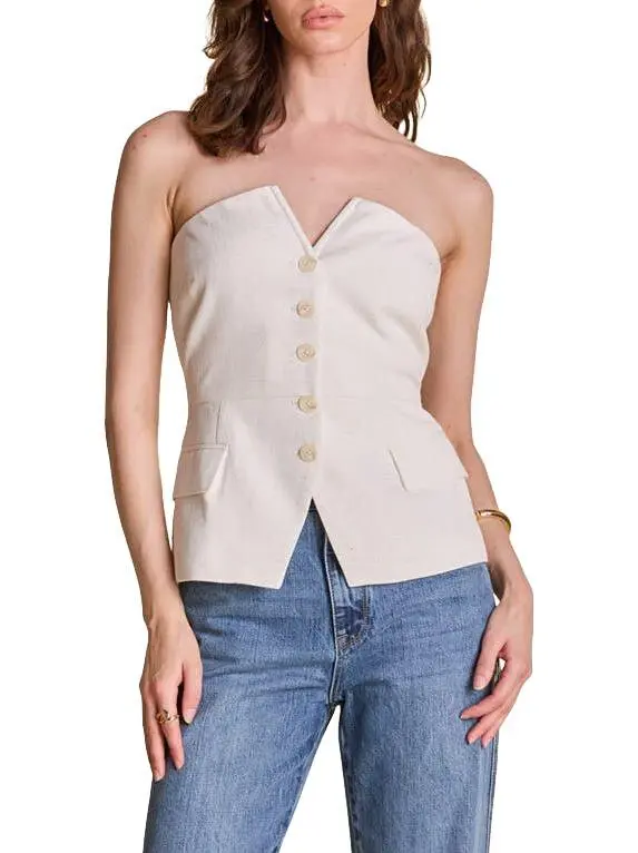 Endless Rose Button Front Strapless Top - Ivory