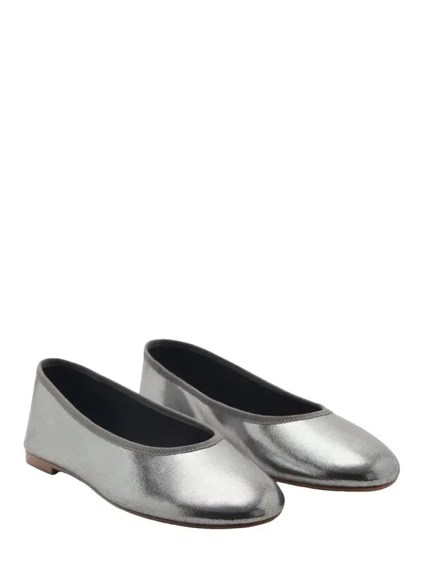 Mango Metallic Finish Ballet Flats - Dark Silver