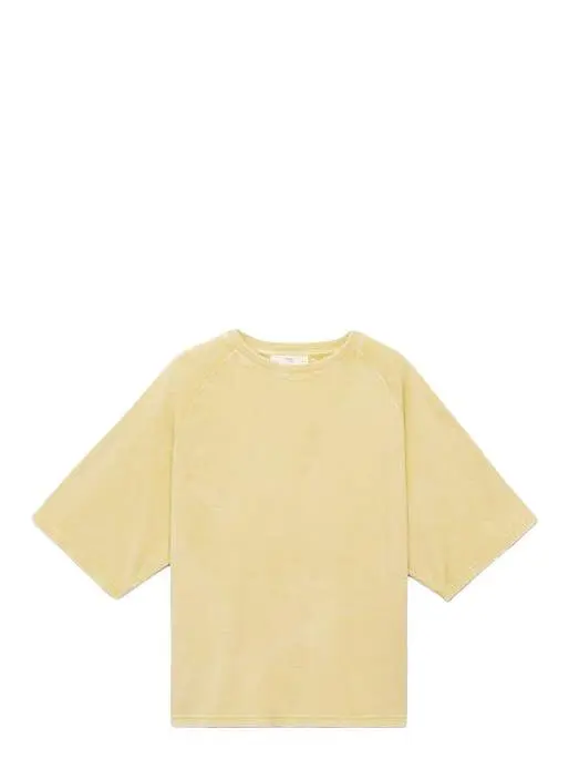 Mango Cotton Blend Terry T-shirt - Mustard