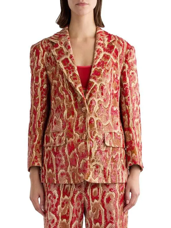 Dries Van Noten Birdy Snakeskin Print Sequin Blazer - Brique