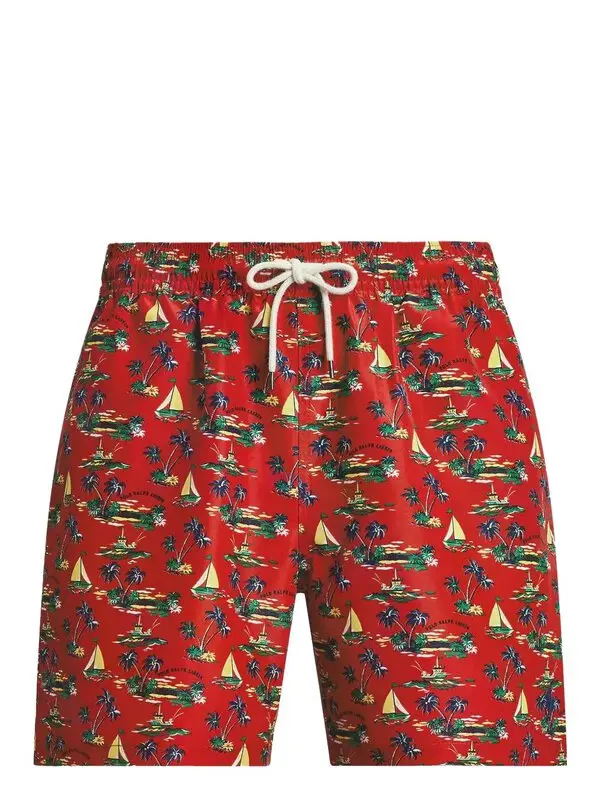 Polo Ralph Lauren Graphic-print Swim Shorts - Red
