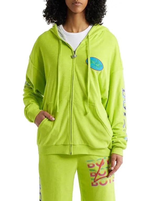 BOYS LIE Zip Up Terry Hoodie - Green