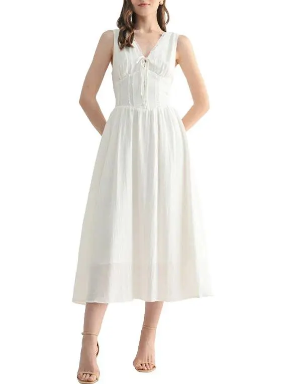 ALL IN FAVOR Corset Detail Midi Dress - Off White