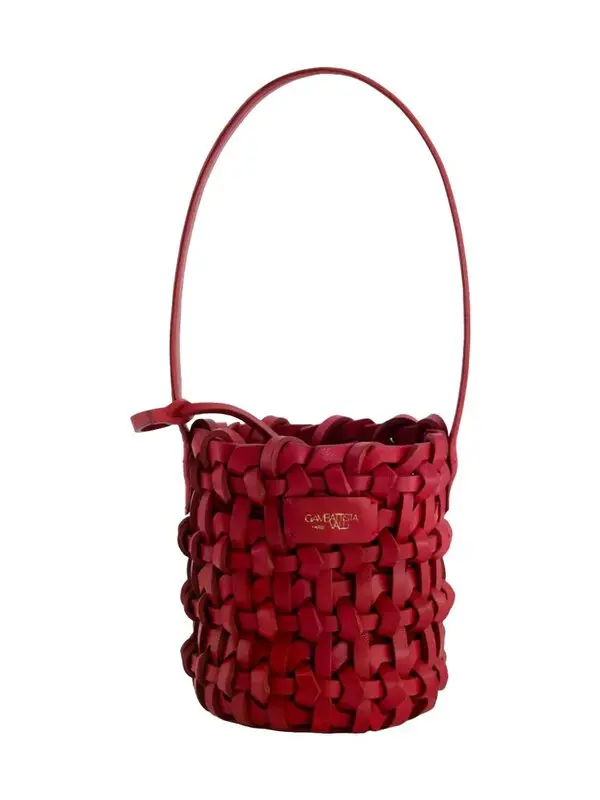 Giambattista Valli Woven Lambskin Bucket Bag - Red