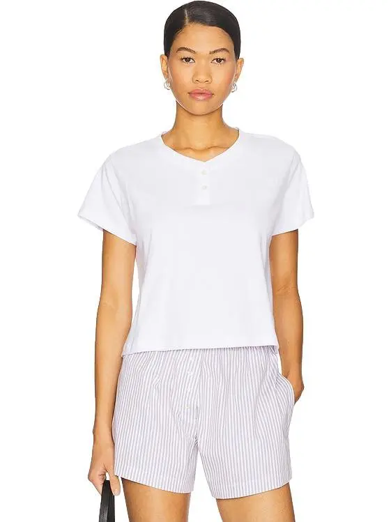 LESET Margo Henley Top - White