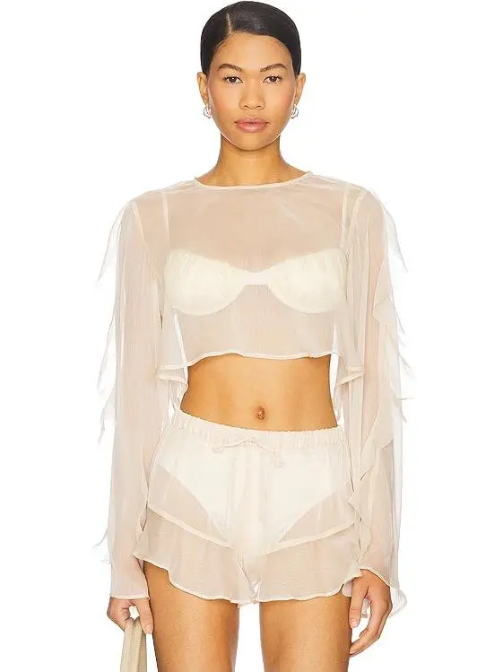 SHANI SHEMER Thoma Cropped Shirt - Macademia