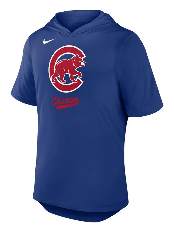 Nike Chicago Cubs Logo Dri-fit Mlb Hooded T-shirt - Blue