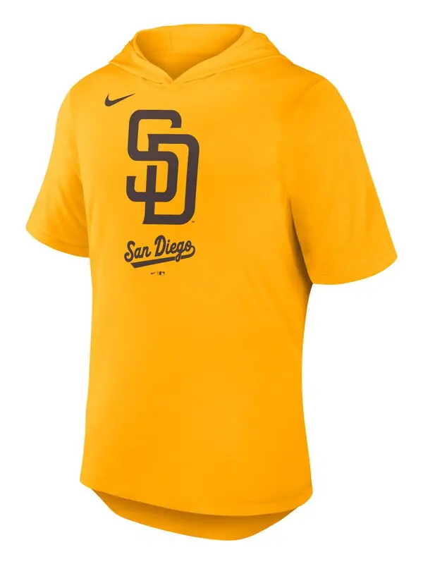 Nike San Diego Padres Logo Dri-fit Mlb Hooded T-shirt - Yellow