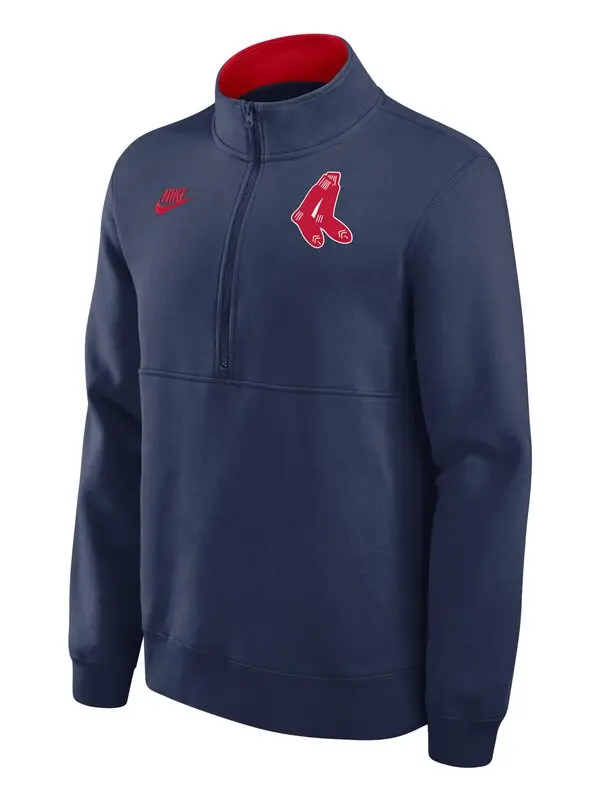 Nike Boston Red Sox Cooperstown Mlb 1/2-zip Crew - Blue