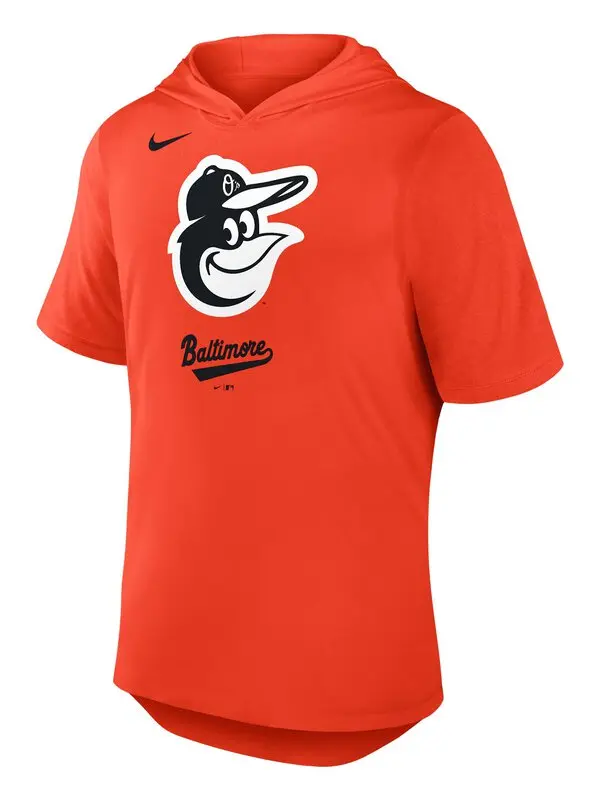 Nike Baltimore Orioles Logo Dri-fit Mlb Hooded T-shirt - Orange
