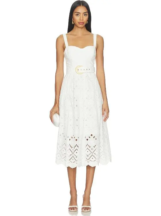 Cara Cara Calypso Eyelet Dress - Trellis Eyelet White
