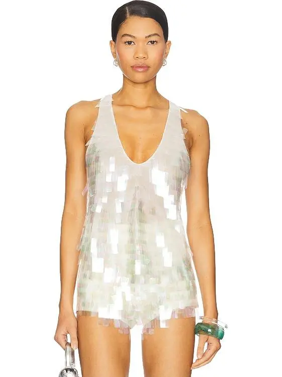 CULTNAKED Power Tank Top - Sequined White