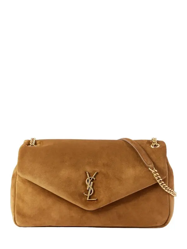 Saint Laurent Calypso Large Padded Suede Shoulder Bag - Brown