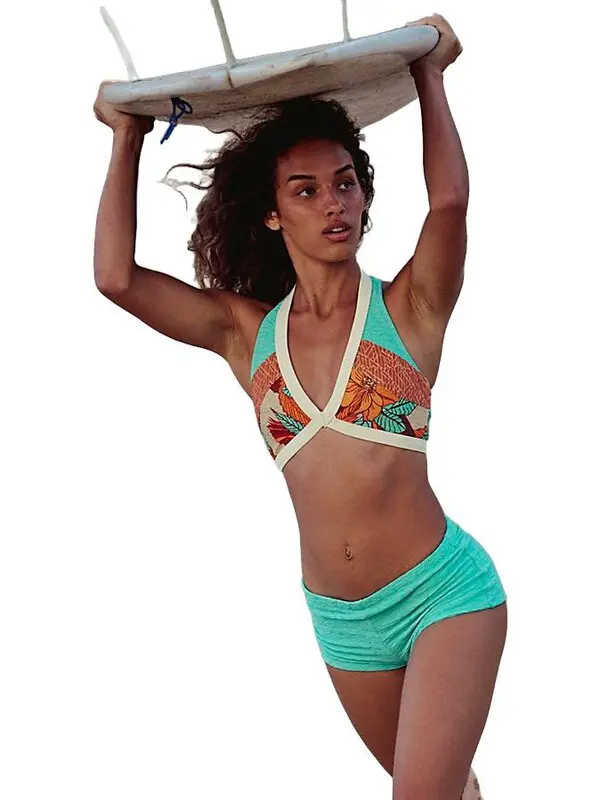 Free People Kendall Surf Crop - Aloha Turquoise Combo