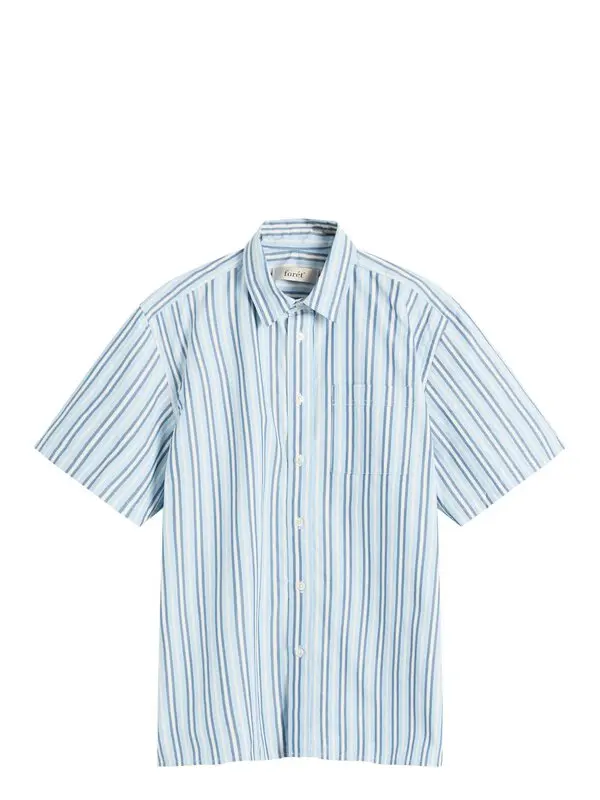 FORET Atlas Poplin Shirt - Light Blue Stripe