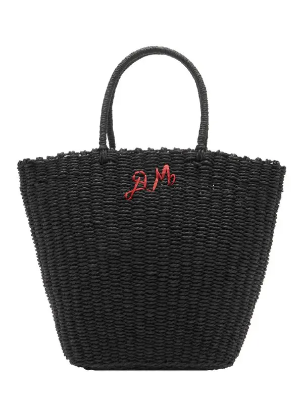 DAMSON MADDER Straw Market Tote Bag - Black