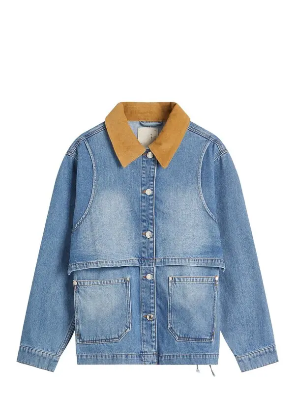 STEL Layered Cotton Denim Jacket - Light Blue Wash