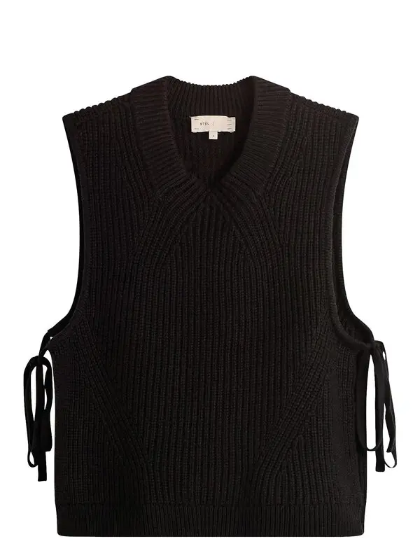 STEL Tie Side Knitted Tank Top - Black