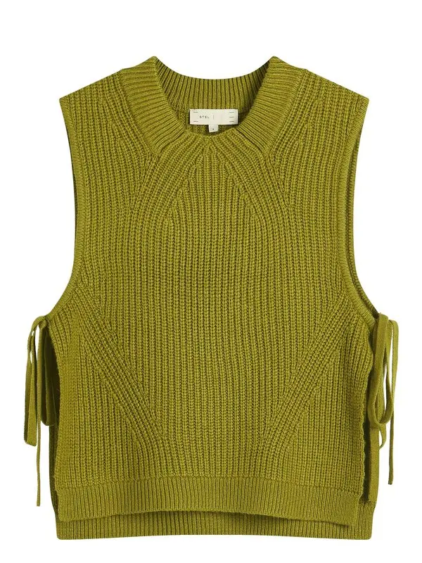 STEL Tie Side Knitted Tank Top - Green