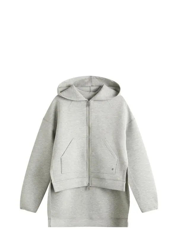 STEL Split Hem Zip Up Hoodie - Grey Melange