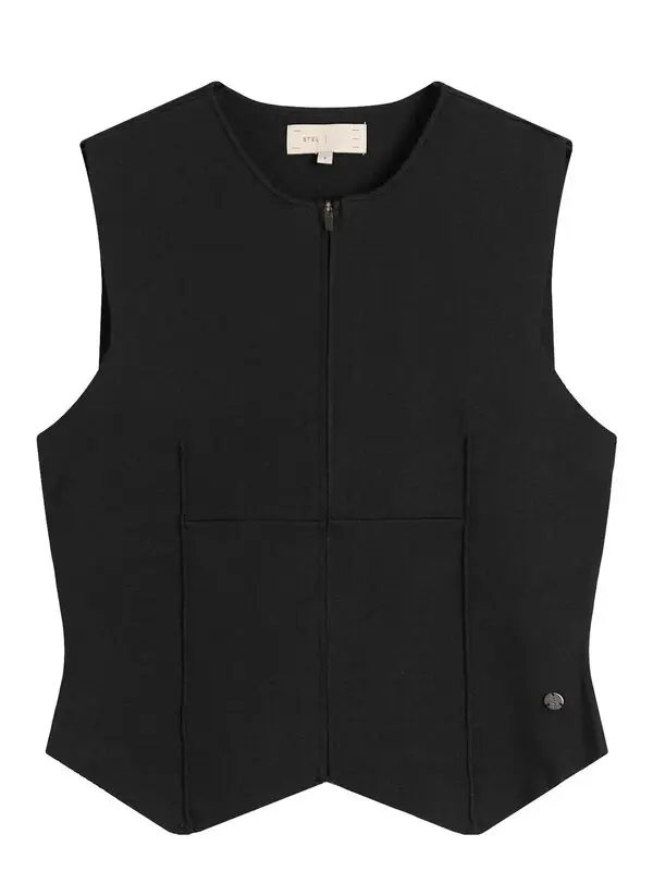 STEL Power Knit Zip-up Vest - Black