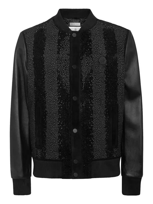 Philipp Plein Embellished Bomber Jacket - Black