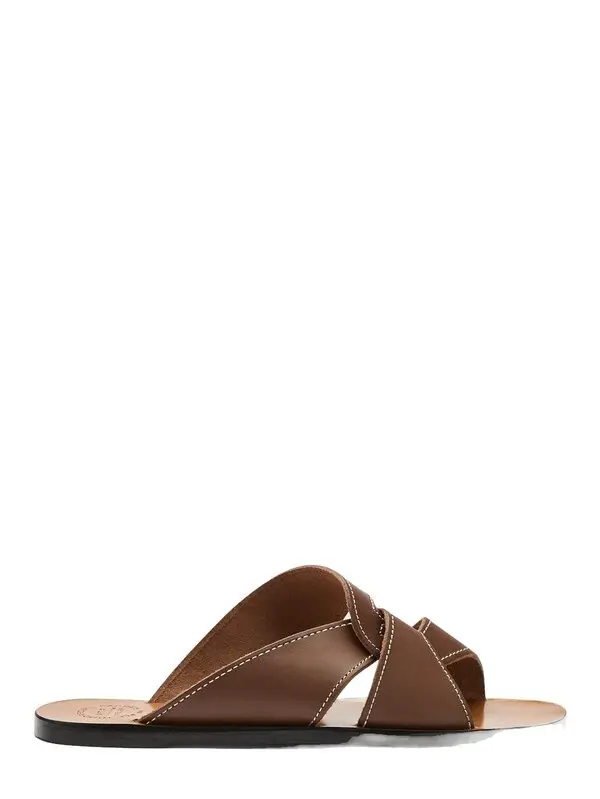 ATP ATELIER Allai Leather Flat Sandals - Cannella,contrast Stitch