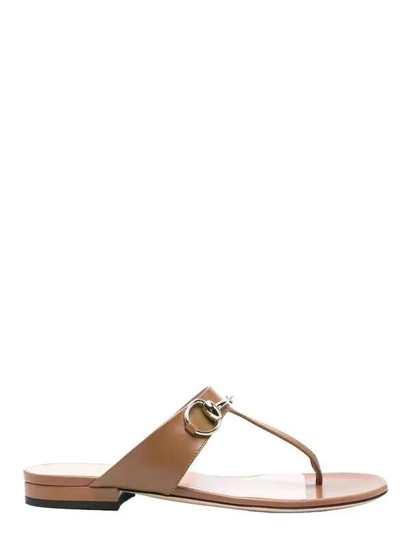 Gucci Horsebit Flat Sandals - Brown