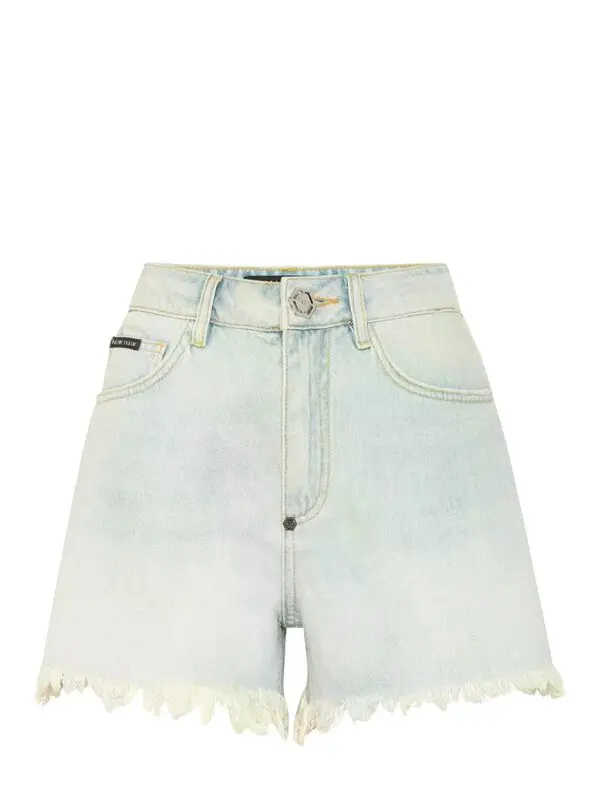 Philipp Plein Fringed-edge Shorts - Blue