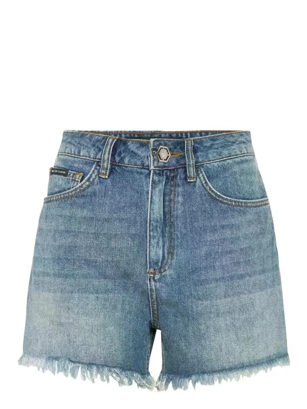 Philipp Plein Logo-embroidered Denim Shorts - Blue