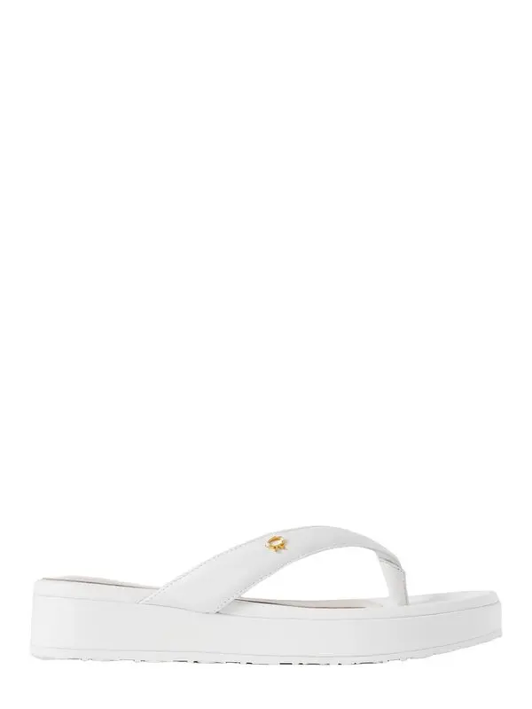 GIANVITO ROSSI Tahiti Leather Platform Flip Flops - White