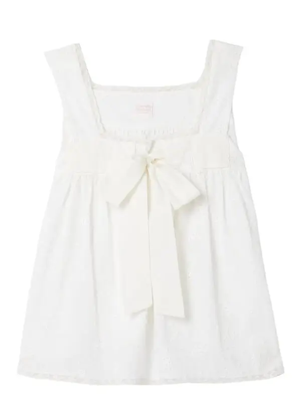 Loretta Caponi Suvereto Lace-trimmed Cotton-voile Tank - White