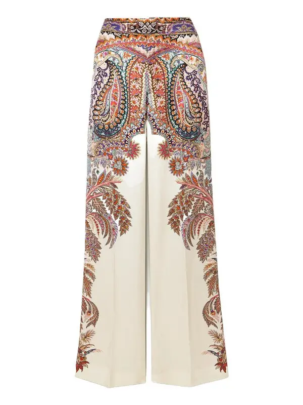 Etro Printed Wide-leg Satin Pants - Neutrals